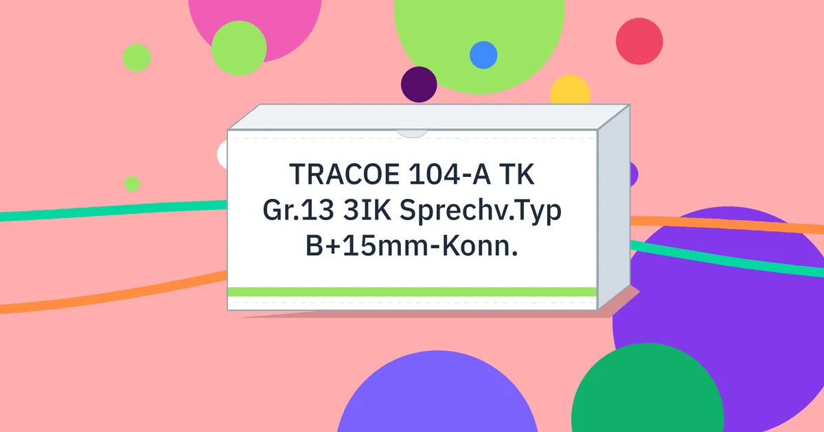 Symbolbild: Packung mit der Aufschrift TRACOE 104-A TK Gr.13 3IK Sprechv.Typ B+15mm-Konn. (PZN 00911919) – Verfügbarkeit und Bezug in Apotheken in Frankfurt am Main
