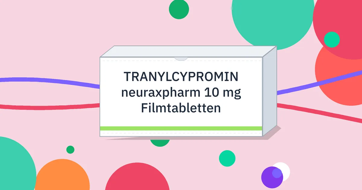 Symbolbild: Packung mit der Aufschrift TRANYLCYPROMIN neuraxpharm 10 mg Filmtabletten (PZN 17482977) – Verfügbarkeit und Bezug in Apotheken in Frankfurt am Main