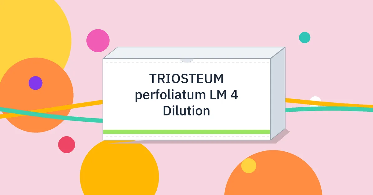 Symbolbild: Packung mit der Aufschrift TRIOSTEUM perfoliatum LM 4 Dilution (PZN 13227490) – Verfügbarkeit und Bezug in Apotheken in Frankfurt am Main