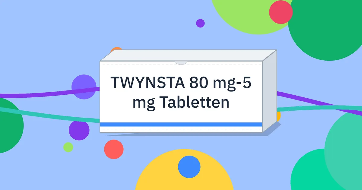Symbolbild: Packung mit der Aufschrift TWYNSTA 80 mg-5 mg Tabletten (PZN 13830849) – Verfügbarkeit und Bezug in Apotheken in Frankfurt am Main