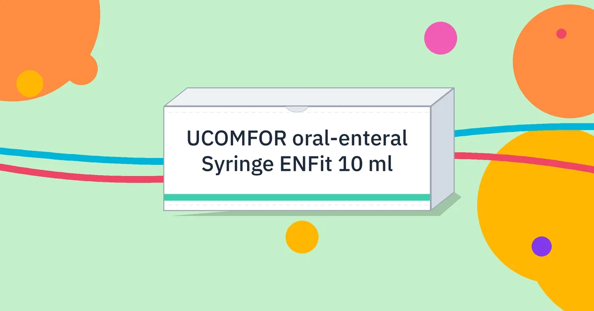 Symbolbild: Packung mit der Aufschrift UCOMFOR oral-enteral Syringe ENFit 10 ml (PZN 14261365) – Verfügbarkeit und Bezug in Apotheken in Frankfurt am Main