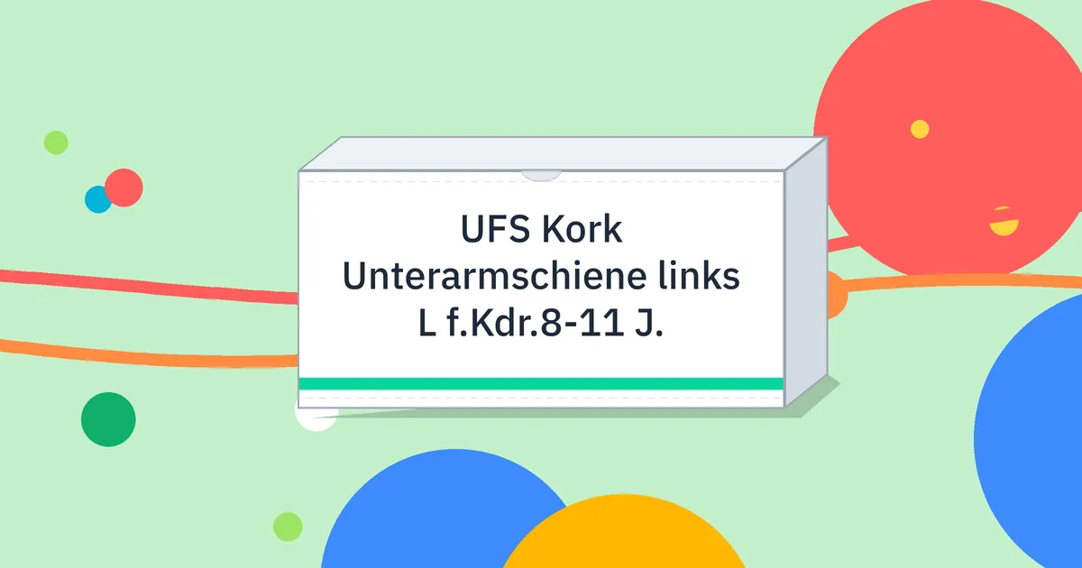 Symbolbild: Packung mit der Aufschrift UFS Kork Unterarmschiene links L f.Kdr.8-11 J. (PZN 04810440) – Verfügbarkeit und Bezug in Apotheken in Frankfurt am Main