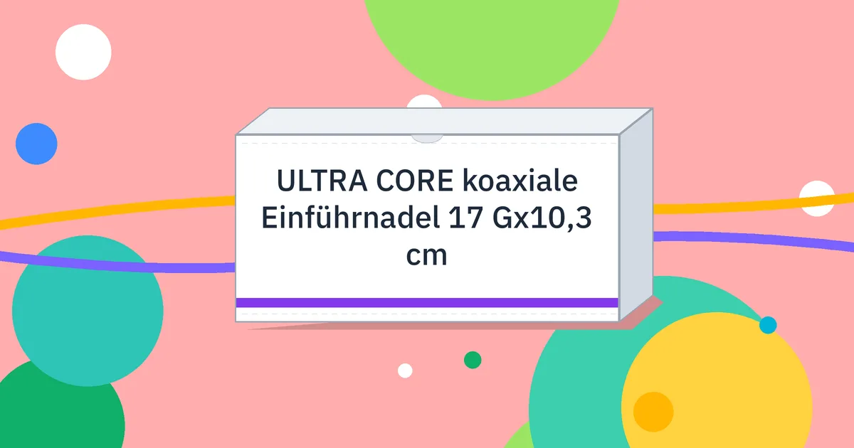 Symbolbild: Packung mit der Aufschrift ULTRA CORE koaxiale Einführnadel 17 Gx10,3 cm (PZN 06770383) – Verfügbarkeit und Bezug in Apotheken in Frankfurt am Main