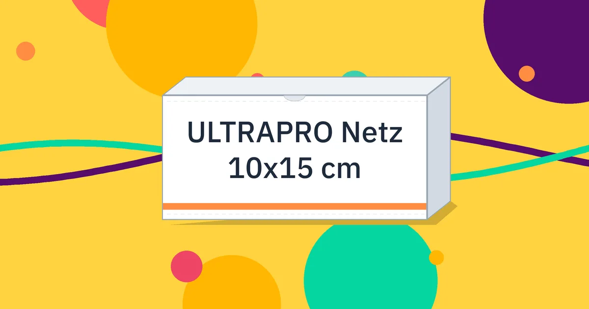 Symbolbild: Packung mit der Aufschrift ULTRAPRO Netz 10x15 cm (PZN 20855399) – Verfügbarkeit und Bezug in Apotheken in Frankfurt am Main