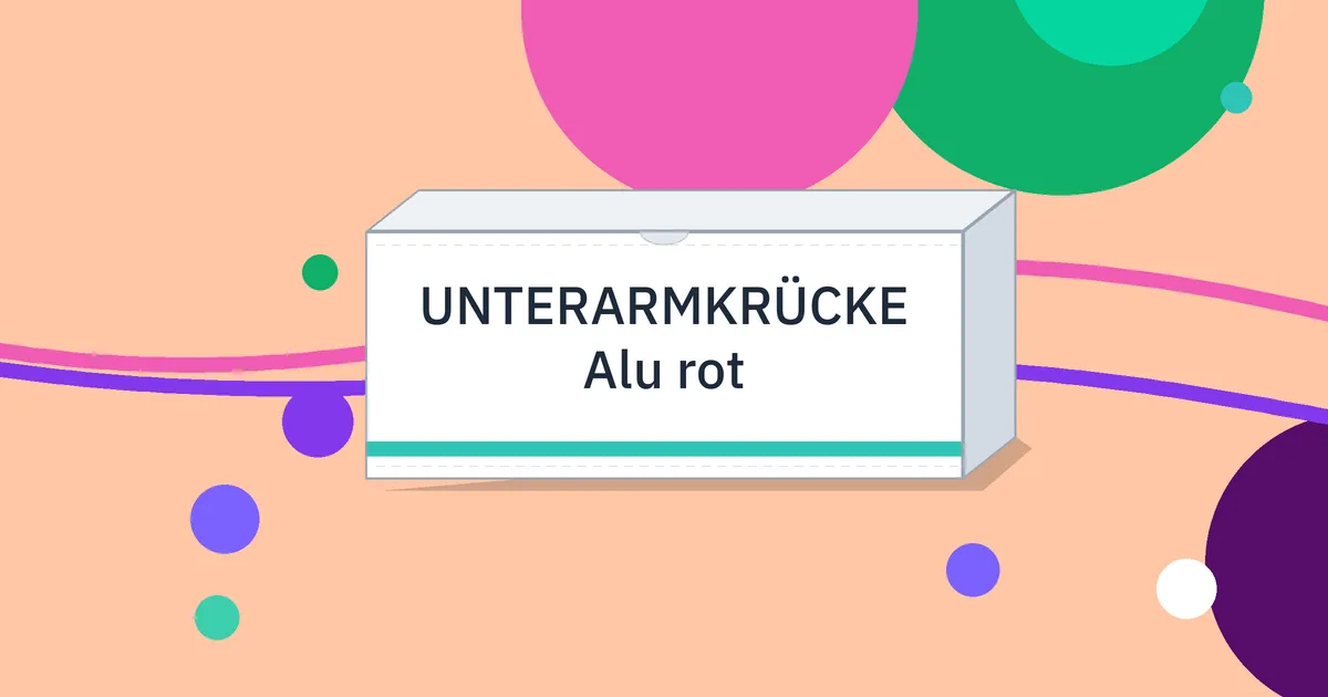 Symbolbild: Packung mit der Aufschrift UNTERARMKRÜCKE Alu rot (PZN 06989590) – Verfügbarkeit und Bezug in Apotheken in Frankfurt am Main