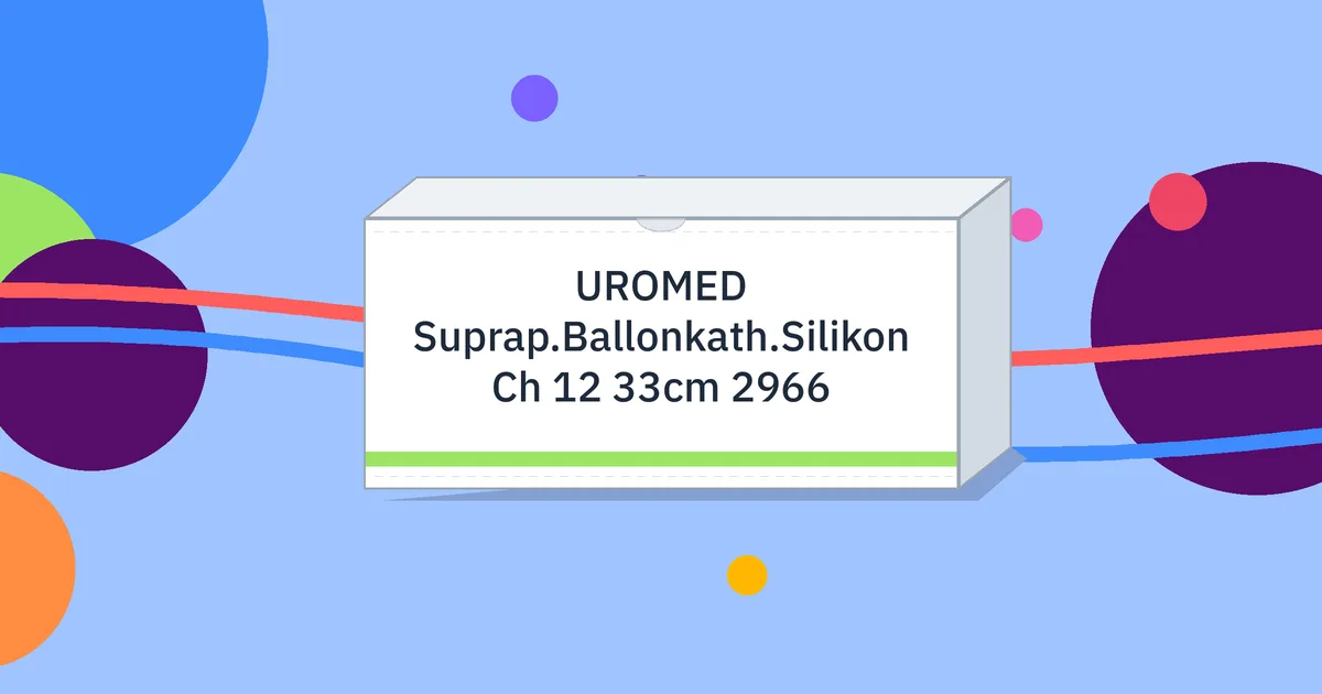 Symbolbild: Packung mit der Aufschrift UROMED Suprap.Ballonkath.Silikon Ch 12 33cm 2966 (PZN 04741957) – Verfügbarkeit und Bezug in Apotheken in Frankfurt am Main