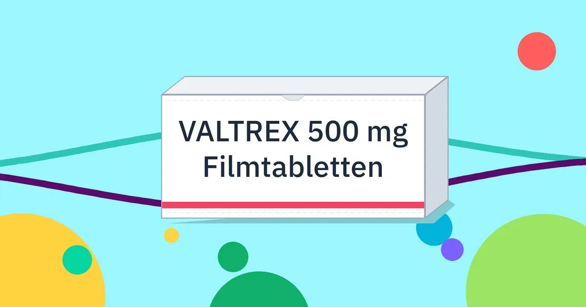 Symbolbild: Packung mit der Aufschrift VALTREX 500 mg Filmtabletten (PZN 06965514) – Verfügbarkeit und Bezug in Apotheken in Frankfurt am Main