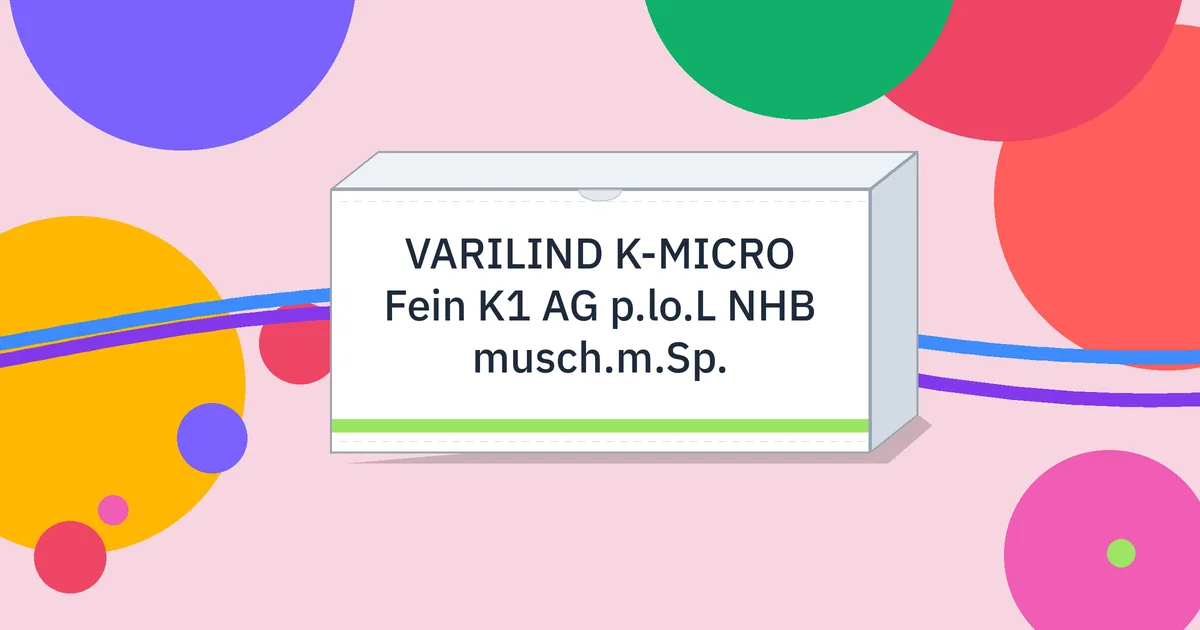 Symbolbild: Packung mit der Aufschrift VARILIND K-MICRO Fein K1 AG p.lo.L NHB musch.m.Sp. (PZN 20555645) – Verfügbarkeit und Bezug in Apotheken in Frankfurt am Main