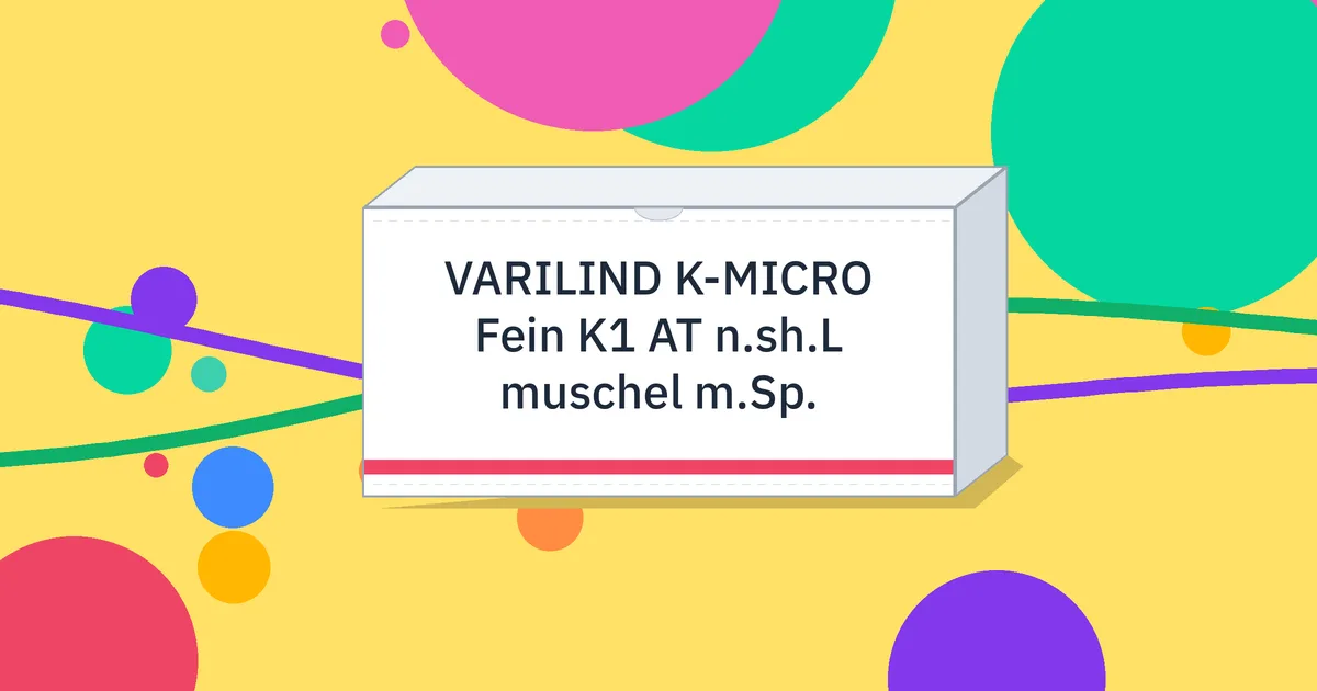 Symbolbild: Packung mit der Aufschrift VARILIND K-MICRO Fein K1 AT n.sh.L muschel m.Sp. (PZN 20552753) – Verfügbarkeit und Bezug in Apotheken in Frankfurt am Main