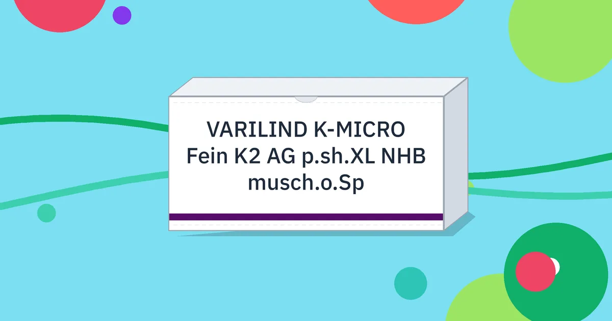 Symbolbild: Packung mit der Aufschrift VARILIND K-MICRO Fein K2 AG p.sh.XL NHB musch.o.Sp (PZN 20618765) – Verfügbarkeit und Bezug in Apotheken in Frankfurt am Main