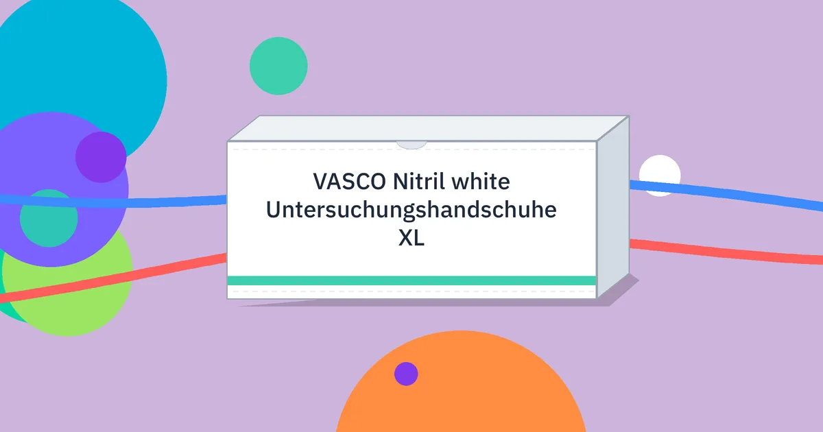 Symbolbild: Packung mit der Aufschrift VASCO Nitril white Untersuchungshandschuhe XL (PZN 07789410) – Verfügbarkeit und Bezug in Apotheken in Frankfurt am Main