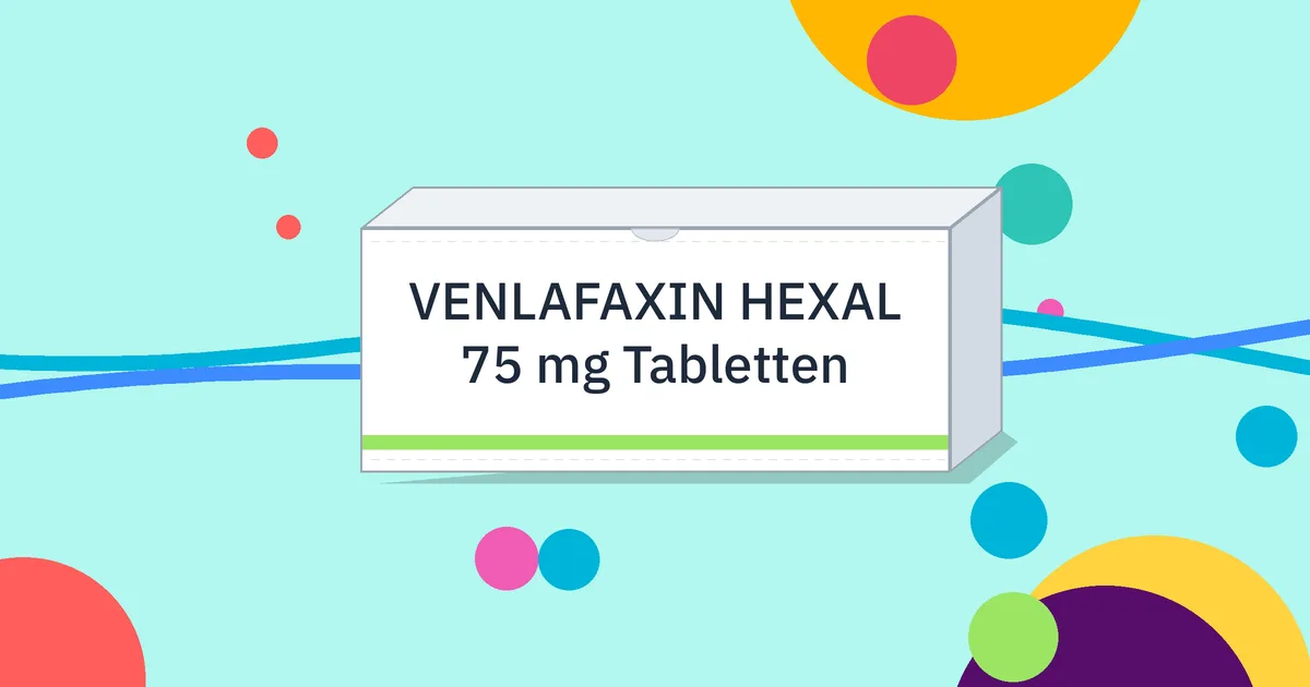 Symbolbild: Packung mit der Aufschrift VENLAFAXIN HEXAL 75 mg Tabletten (PZN 00203401) – Verfügbarkeit und Bezug in Apotheken in Frankfurt am Main