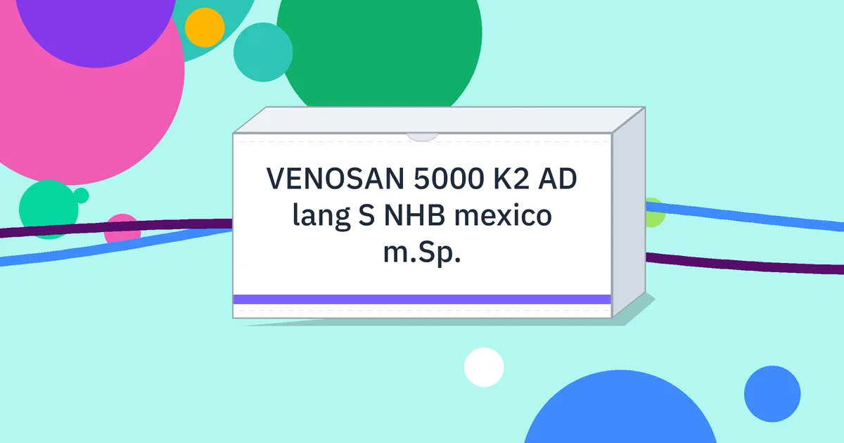 Symbolbild: Packung mit der Aufschrift VENOSAN 5000 K2 AD lang S NHB mexico m.Sp. (PZN 14430098) – Verfügbarkeit und Bezug in Apotheken in Frankfurt am Main