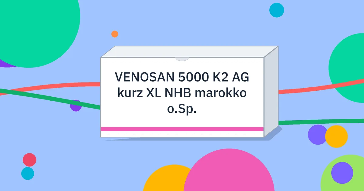 Symbolbild: Packung mit der Aufschrift VENOSAN 5000 K2 AG kurz XL NHB marokko o.Sp. (PZN 14432252) – Verfügbarkeit und Bezug in Apotheken in Frankfurt am Main