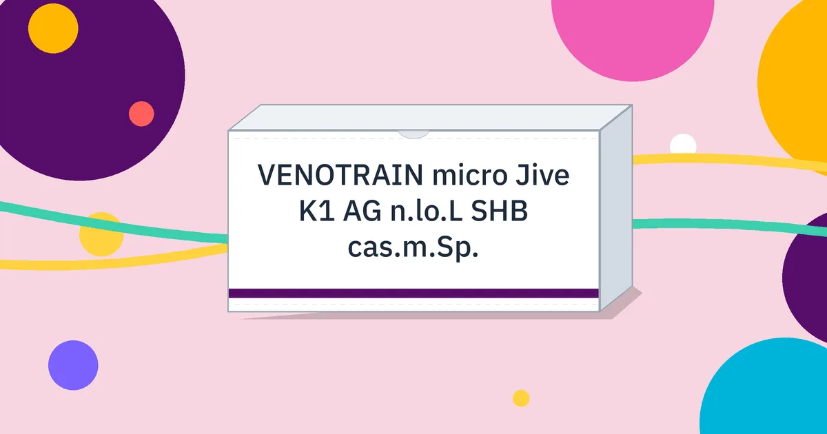 Symbolbild: Packung mit der Aufschrift VENOTRAIN micro Jive K1 AG n.lo.L SHB cas.m.Sp. (PZN 20767063) – Verfügbarkeit und Bezug in Apotheken in Frankfurt am Main