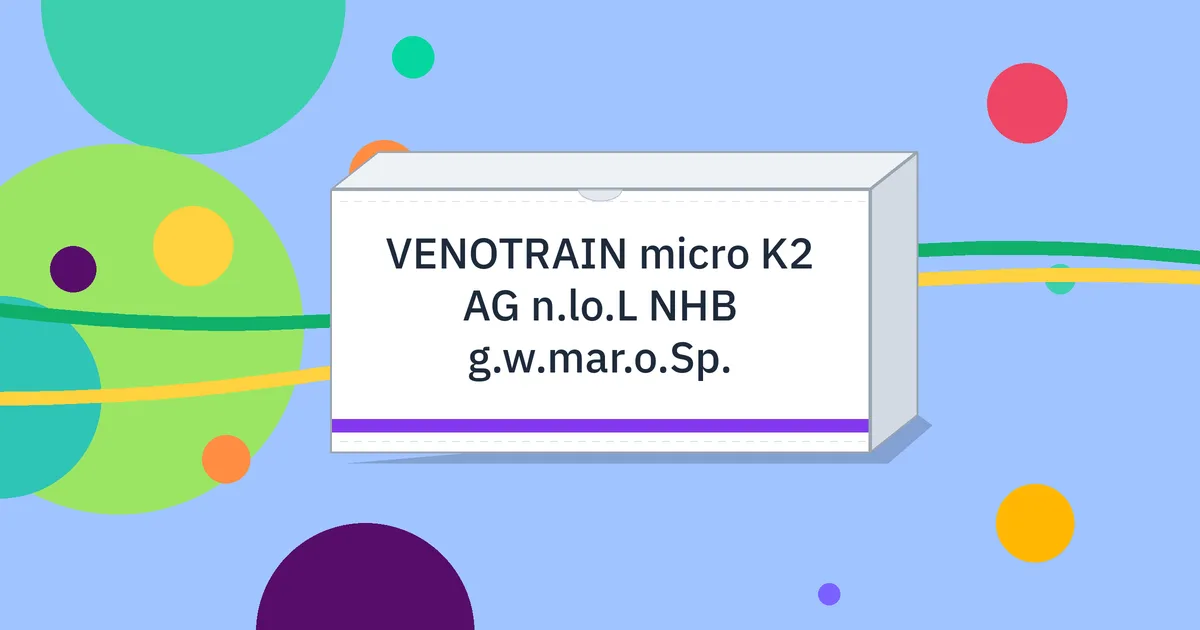 Symbolbild: Packung mit der Aufschrift VENOTRAIN micro K2 AG n.lo.L NHB g.w.mar.o.Sp. (PZN 09035968) – Verfügbarkeit und Bezug in Apotheken in Frankfurt am Main