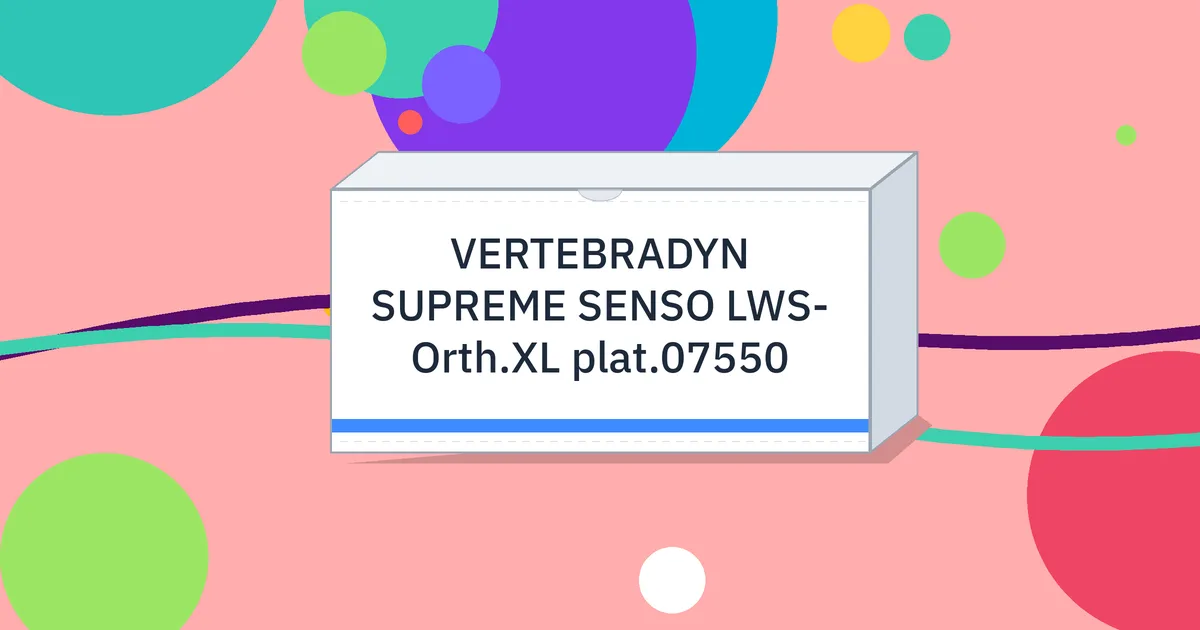 Symbolbild: Packung mit der Aufschrift VERTEBRADYN SUPREME SENSO LWS-Orth.XL plat.07550 (PZN 16881876) – Verfügbarkeit und Bezug in Apotheken in Frankfurt am Main