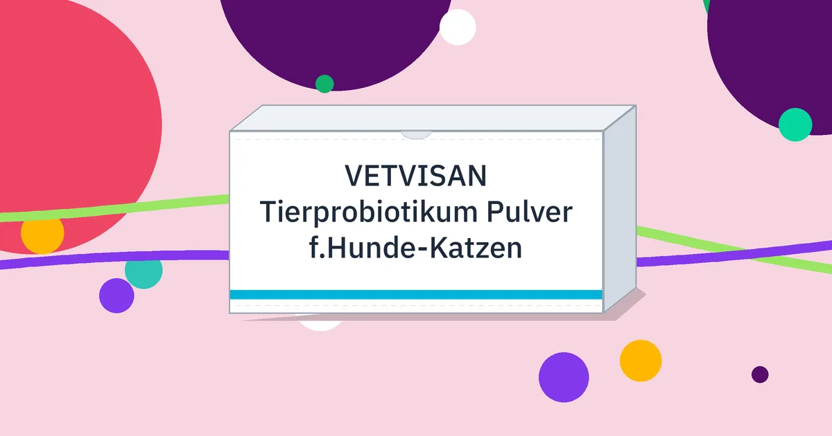 Symbolbild: Packung mit der Aufschrift VETVISAN Tierprobiotikum Pulver f.Hunde-Katzen (PZN 19640311) – Verfügbarkeit und Bezug in Apotheken in Frankfurt am Main