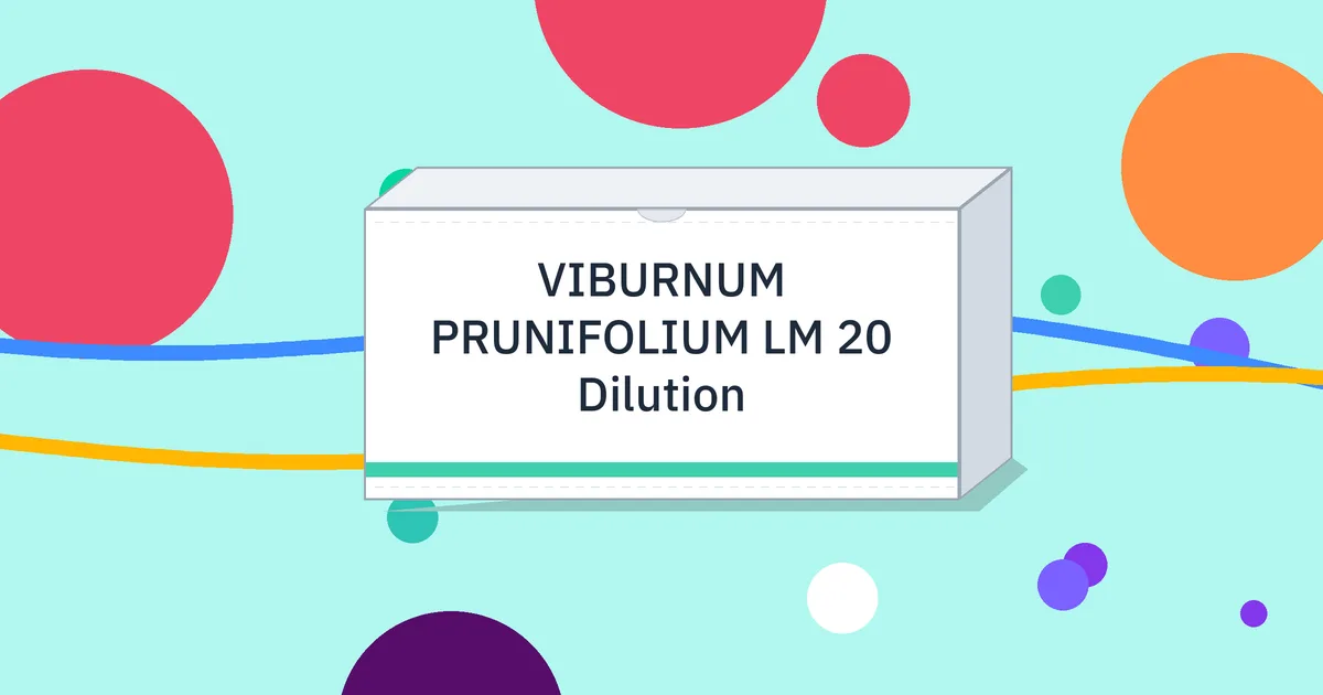 Symbolbild: Packung mit der Aufschrift VIBURNUM PRUNIFOLIUM LM 20 Dilution (PZN 13271976) – Verfügbarkeit und Bezug in Apotheken in Frankfurt am Main