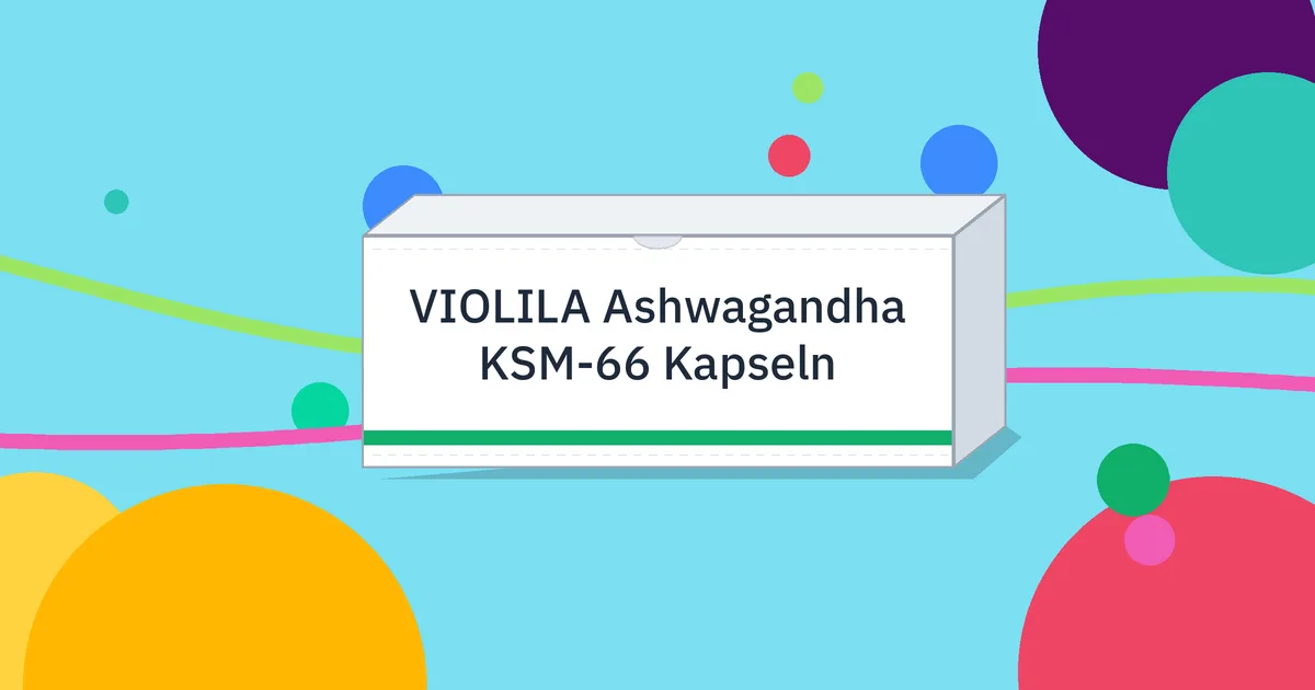 Symbolbild: Packung mit der Aufschrift VIOLILA Ashwagandha KSM-66 Kapseln (PZN 11589869) – Verfügbarkeit und Bezug in Apotheken in Frankfurt am Main