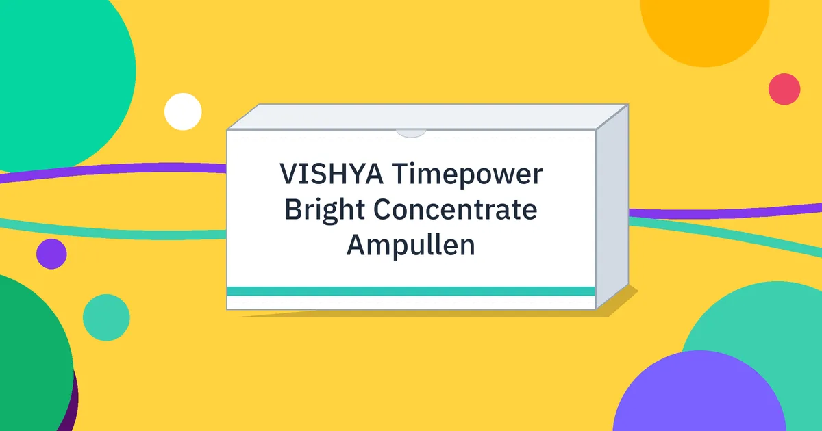 Symbolbild: Packung mit der Aufschrift VISHYA Timepower Bright Concentrate Ampullen (PZN 16392485) – Verfügbarkeit und Bezug in Apotheken in Frankfurt am Main
