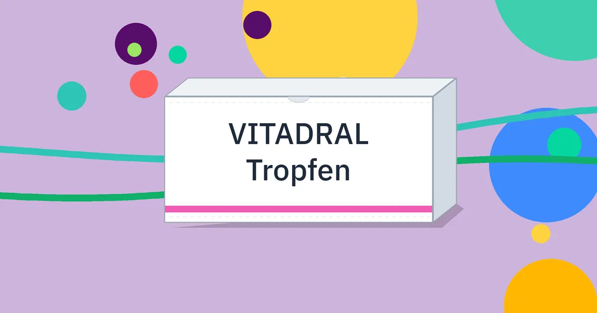 Symbolbild: Packung mit der Aufschrift VITADRAL Tropfen (PZN 19808087) – Verfügbarkeit und Bezug in Apotheken in Frankfurt am Main