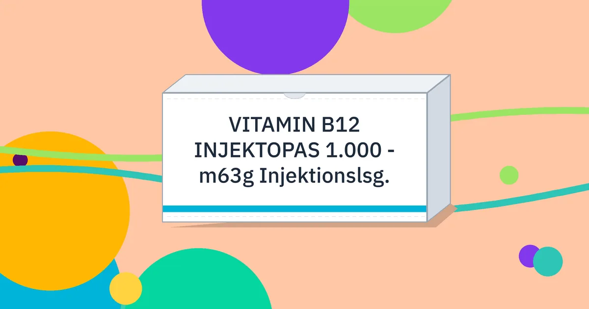 Symbolbild: Packung mit der Aufschrift VITAMIN B12 INJEKTOPAS 1.000 -m63g Injektionslsg. (PZN 03262657) – Verfügbarkeit und Bezug in Apotheken in Frankfurt am Main