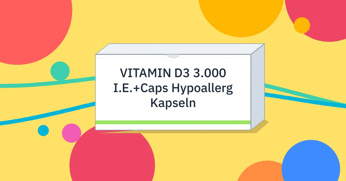 Symbolbild: Packung mit der Aufschrift VITAMIN D3 3.000 I.E.+Caps Hypoallerg Kapseln (PZN 16874758) – Verfügbarkeit und Bezug in Apotheken in Frankfurt am Main