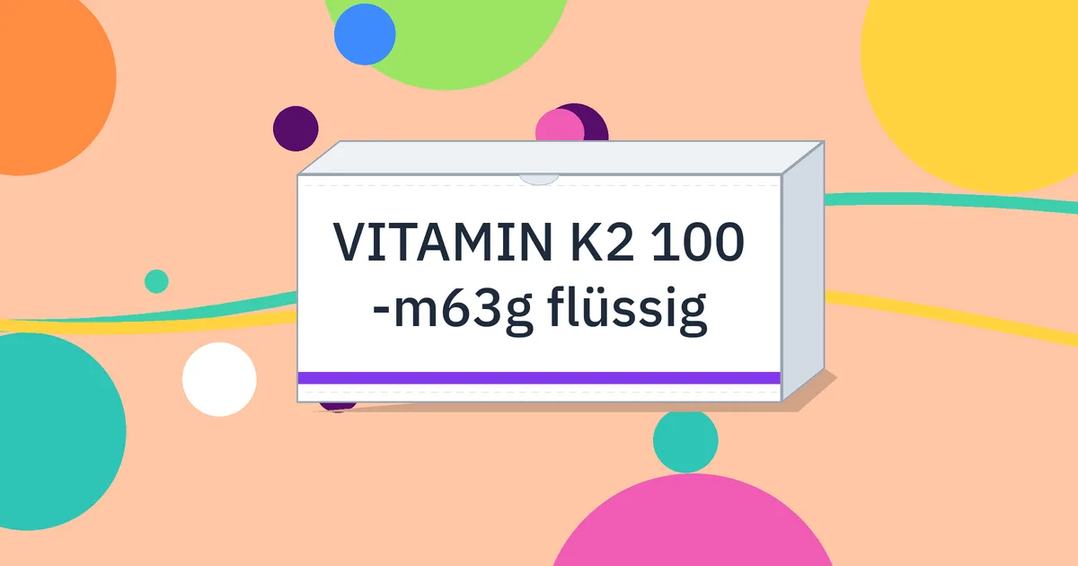 Symbolbild: Packung mit der Aufschrift VITAMIN K2 100 -m63g flüssig (PZN 19885188) – Verfügbarkeit und Bezug in Apotheken in Frankfurt am Main