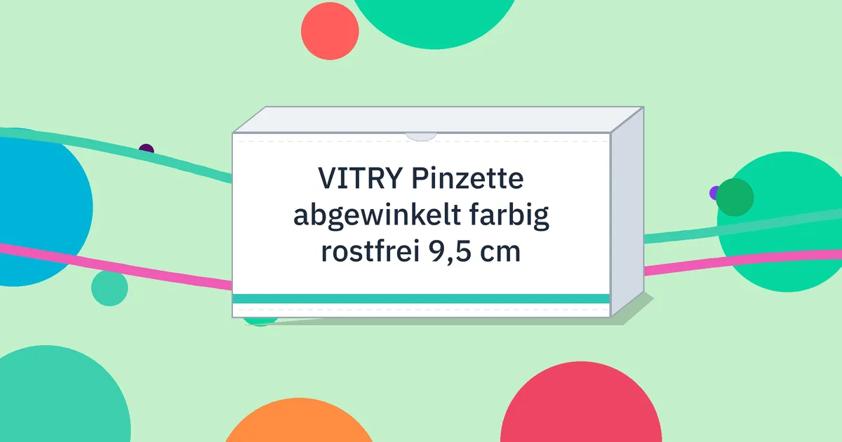Symbolbild: Packung mit der Aufschrift VITRY Pinzette abgewinkelt farbig rostfrei 9,5 cm (PZN 09768381) – Verfügbarkeit und Bezug in Apotheken in Frankfurt am Main