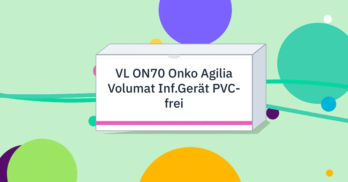 Symbolbild: Packung mit der Aufschrift VL ON70 Onko Agilia Volumat Inf.Gerät PVC-frei (PZN 07266652) – Verfügbarkeit und Bezug in Apotheken in Frankfurt am Main
