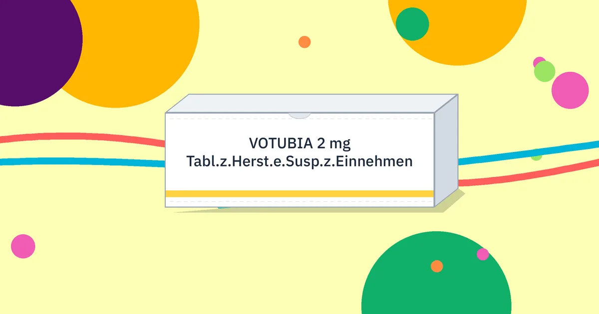 Symbolbild: Packung mit der Aufschrift VOTUBIA 2 mg Tabl.z.Herst.e.Susp.z.Einnehmen (PZN 20176959) – Verfügbarkeit und Bezug in Apotheken in Frankfurt am Main