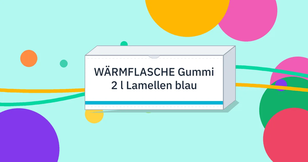 Symbolbild: Packung mit der Aufschrift WÄRMFLASCHE Gummi 2 l Lamellen blau (PZN 20133938) – Verfügbarkeit und Bezug in Apotheken in Frankfurt am Main
