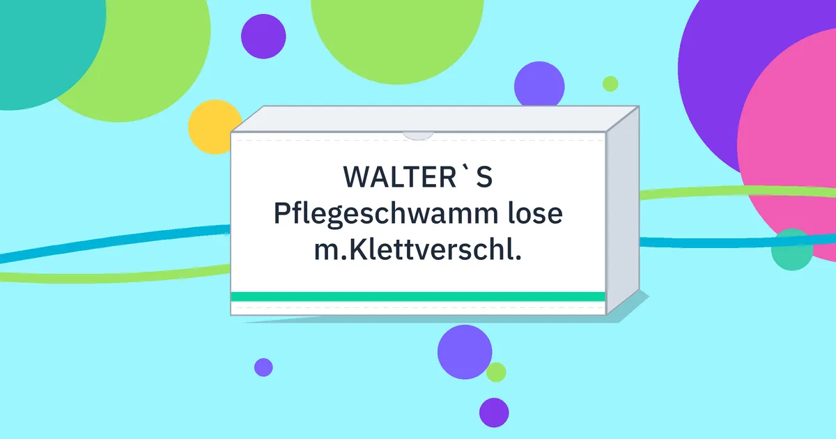 Symbolbild: Packung mit der Aufschrift WALTER`S Pflegeschwamm lose m.Klettverschl. (PZN 00516689) – Verfügbarkeit und Bezug in Apotheken in Frankfurt am Main