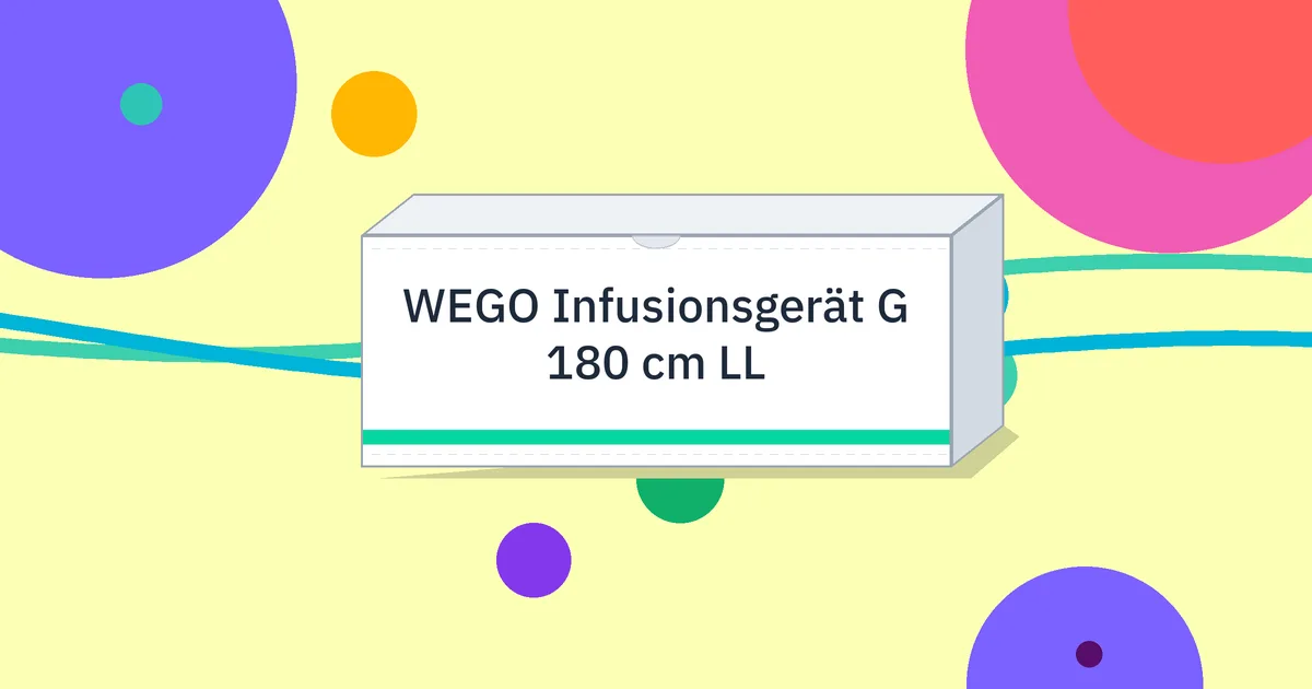 Symbolbild: Packung mit der Aufschrift WEGO Infusionsgerät G 180 cm LL (PZN 18860134) – Verfügbarkeit und Bezug in Apotheken in Frankfurt am Main