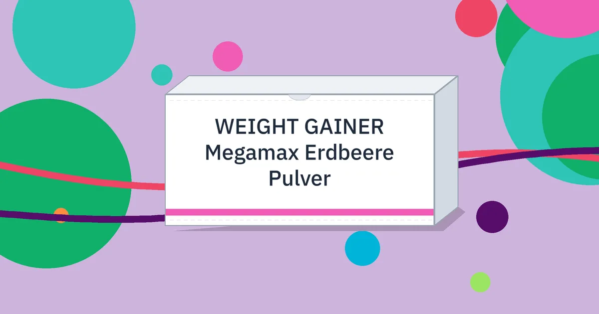 Symbolbild: Packung mit der Aufschrift WEIGHT GAINER Megamax Erdbeere Pulver (PZN 07346049) – Verfügbarkeit und Bezug in Apotheken in Frankfurt am Main