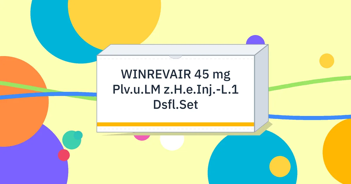 Symbolbild: Packung mit der Aufschrift WINREVAIR 45 mg Plv.u.LM z.H.e.Inj.-L.1 Dsfl.Set (PZN 19158442) – Verfügbarkeit und Bezug in Apotheken in Frankfurt am Main