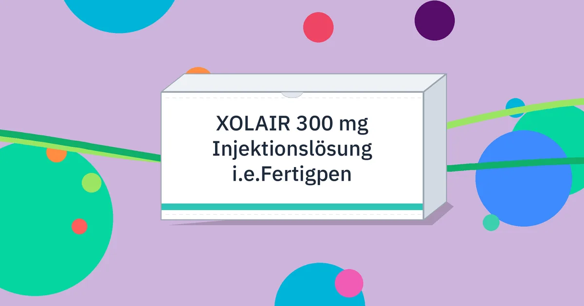 Symbolbild: Packung mit der Aufschrift XOLAIR 300 mg Injektionslösung i.e.Fertigpen (PZN 19541632) – Verfügbarkeit und Bezug in Apotheken in Frankfurt am Main