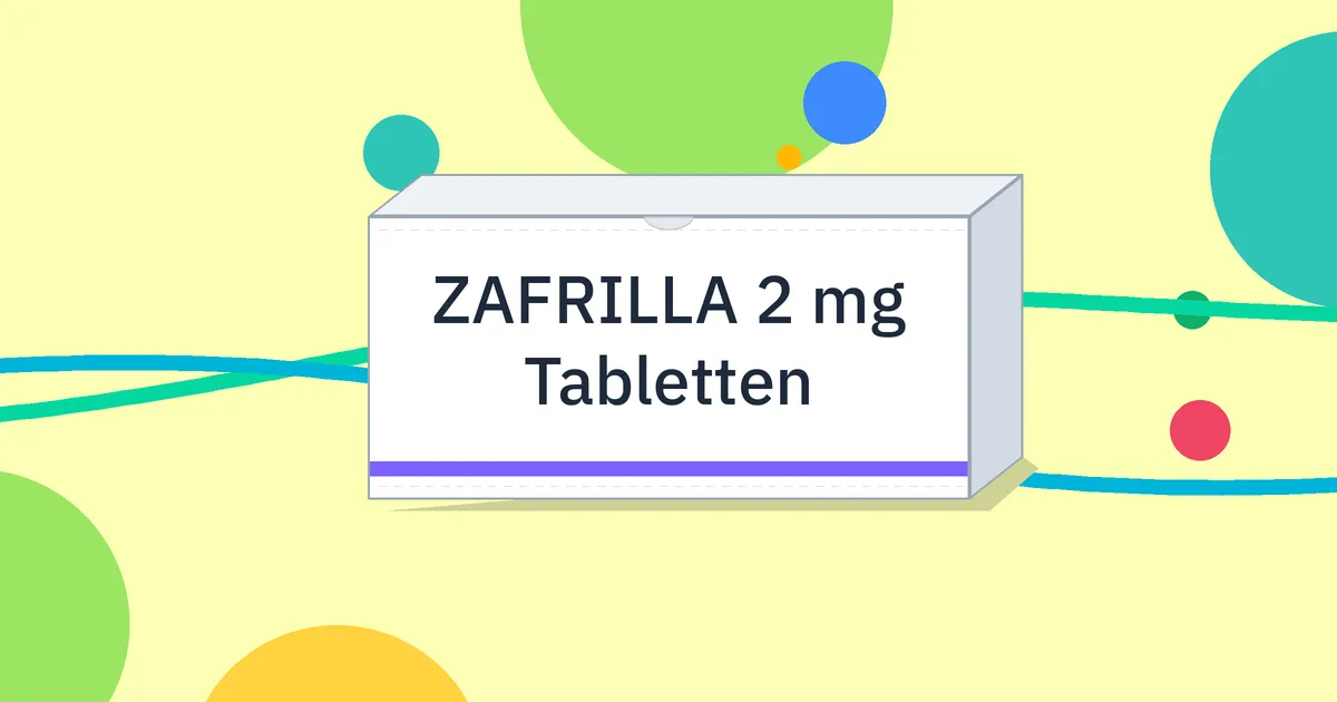 Symbolbild: Packung mit der Aufschrift ZAFRILLA 2 mg Tabletten (PZN 16146645) – Verfügbarkeit und Bezug in Apotheken in Frankfurt am Main