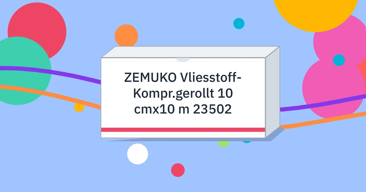 Symbolbild: Packung mit der Aufschrift ZEMUKO Vliesstoff-Kompr.gerollt 10 cmx10 m 23502 (PZN 04740024) – Verfügbarkeit und Bezug in Apotheken in Frankfurt am Main