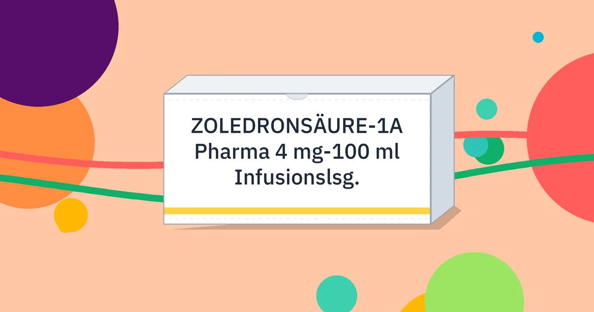Symbolbild: Packung mit der Aufschrift ZOLEDRONSÄURE-1A Pharma 4 mg-100 ml Infusionslsg. (PZN 10303799) – Verfügbarkeit und Bezug in Apotheken in Frankfurt am Main