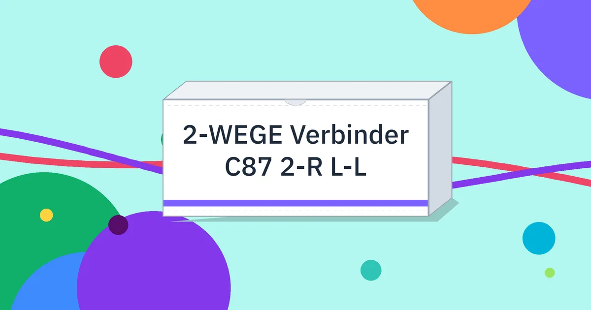 Symbolbild: Packung mit der Aufschrift 2-WEGE Verbinder C87 2-R L-L (PZN 09902879) – Verfügbarkeit und Bezug in Apotheken in Frankfurt am Main