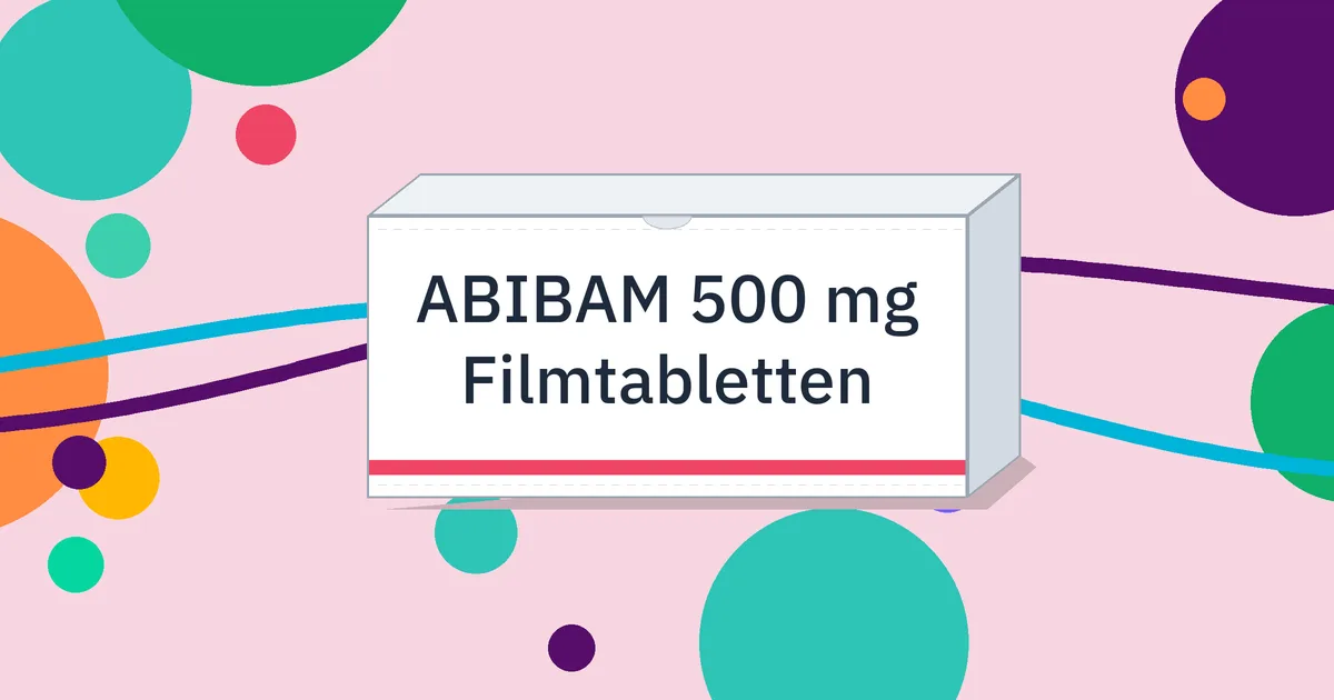 Symbolbild: Packung mit der Aufschrift ABIBAM 500 mg Filmtabletten (PZN 18376711) – Verfügbarkeit und Bezug in Apotheken in Frankfurt am Main