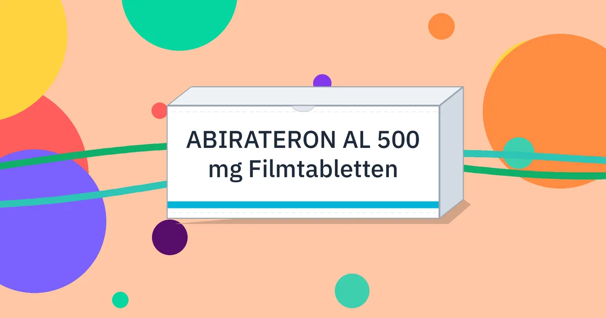 Symbolbild: Packung mit der Aufschrift ABIRATERON AL 500 mg Filmtabletten (PZN 17993809) – Verfügbarkeit und Bezug in Apotheken in Frankfurt am Main