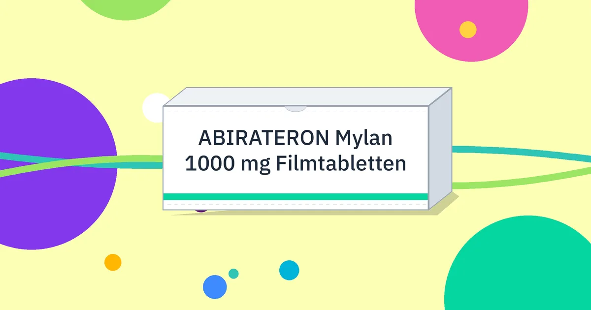 Symbolbild: Packung mit der Aufschrift ABIRATERON Mylan 1000 mg Filmtabletten (PZN 19660762) – Verfügbarkeit und Bezug in Apotheken in Frankfurt am Main