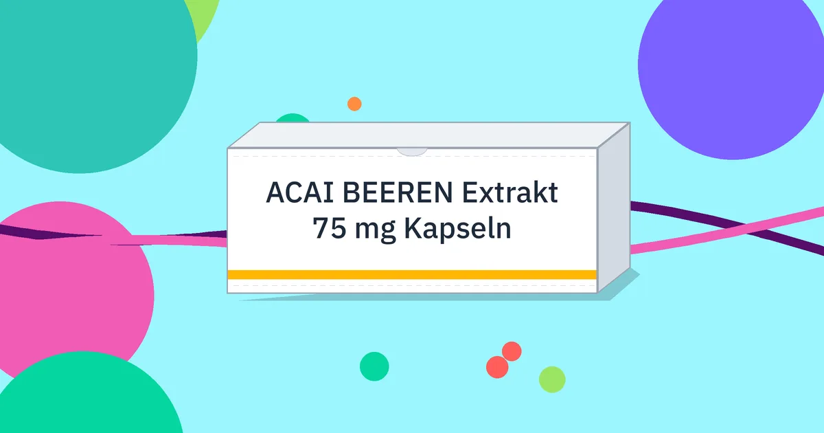 Symbolbild: Packung mit der Aufschrift ACAI BEEREN Extrakt 75 mg Kapseln (PZN 17189786) – Verfügbarkeit und Bezug in Apotheken in Frankfurt am Main