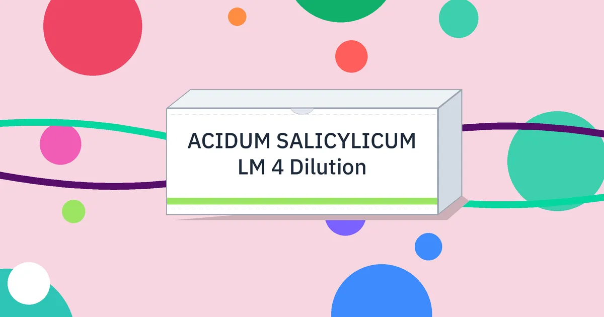 Symbolbild: Packung mit der Aufschrift ACIDUM SALICYLICUM LM 4 Dilution (PZN 13281785) – Verfügbarkeit und Bezug in Apotheken in Frankfurt am Main