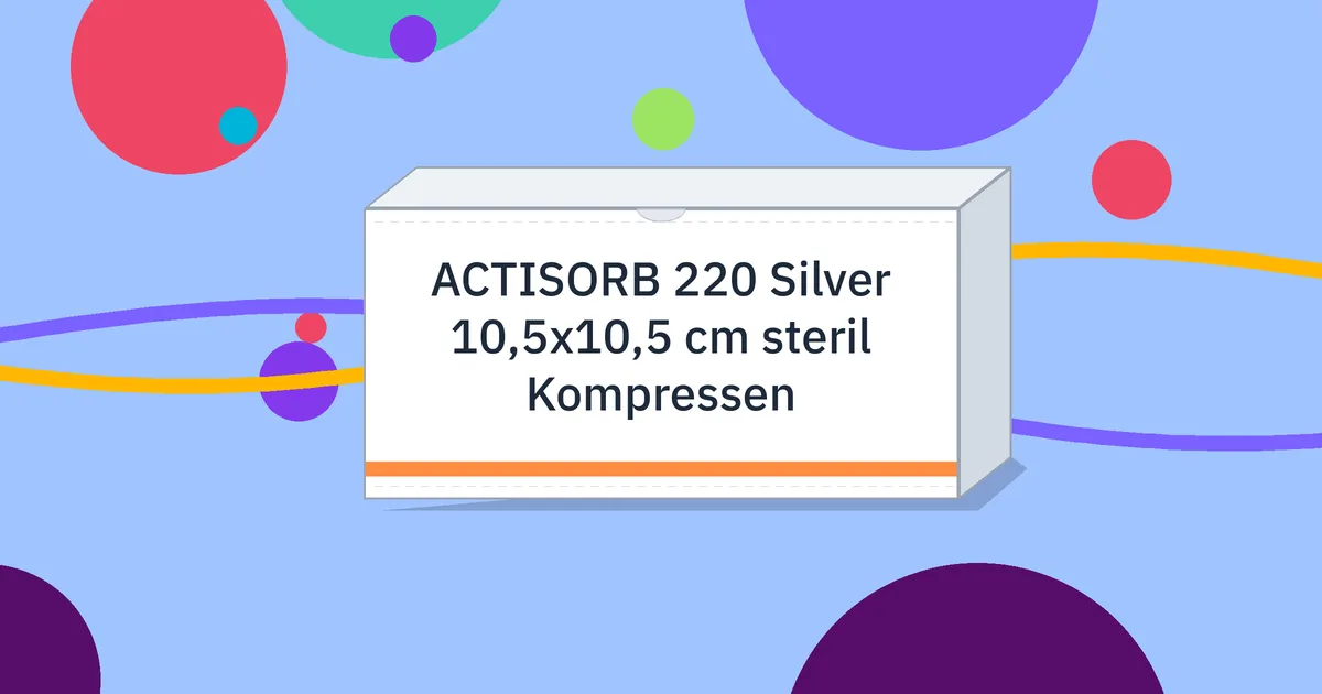 Symbolbild: Packung mit der Aufschrift ACTISORB 220 Silver 10,5x10,5 cm steril Kompressen (PZN 16044583) – Verfügbarkeit und Bezug in Apotheken in Frankfurt am Main