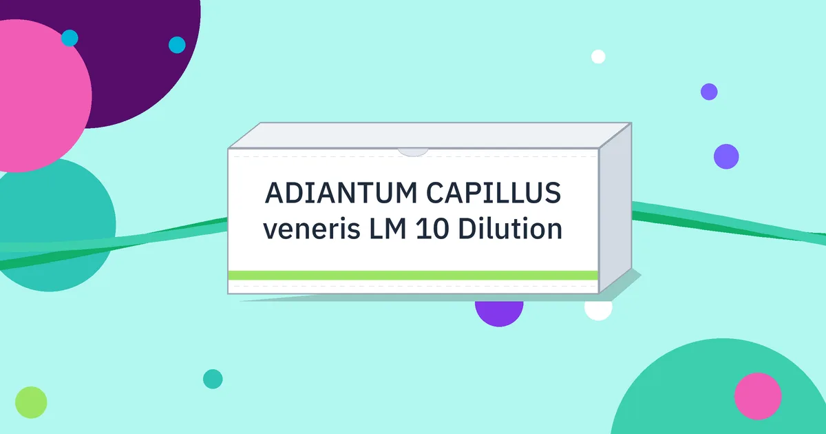 Symbolbild: Packung mit der Aufschrift ADIANTUM CAPILLUS veneris LM 10 Dilution (PZN 13295391) – Verfügbarkeit und Bezug in Apotheken in Frankfurt am Main