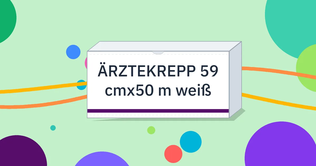 Symbolbild: Packung mit der Aufschrift ÄRZTEKREPP 59 cmx50 m weiß (PZN 00887701) – Verfügbarkeit und Bezug in Apotheken in Frankfurt am Main